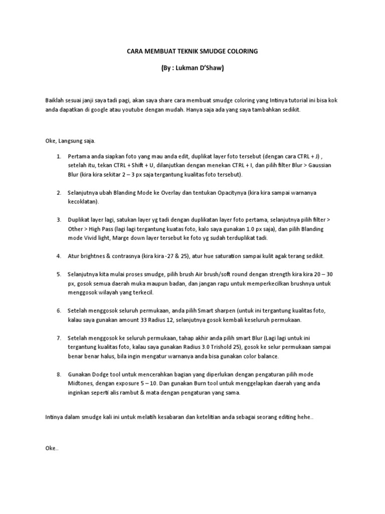 Cara Membuat Teknik Smudge Coloring | PDF