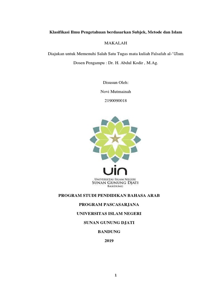 Filsafat Ilmu-Klasifikasi Ilmu (Novi Mutmainah) PDF | PDF | Sains & Matematika