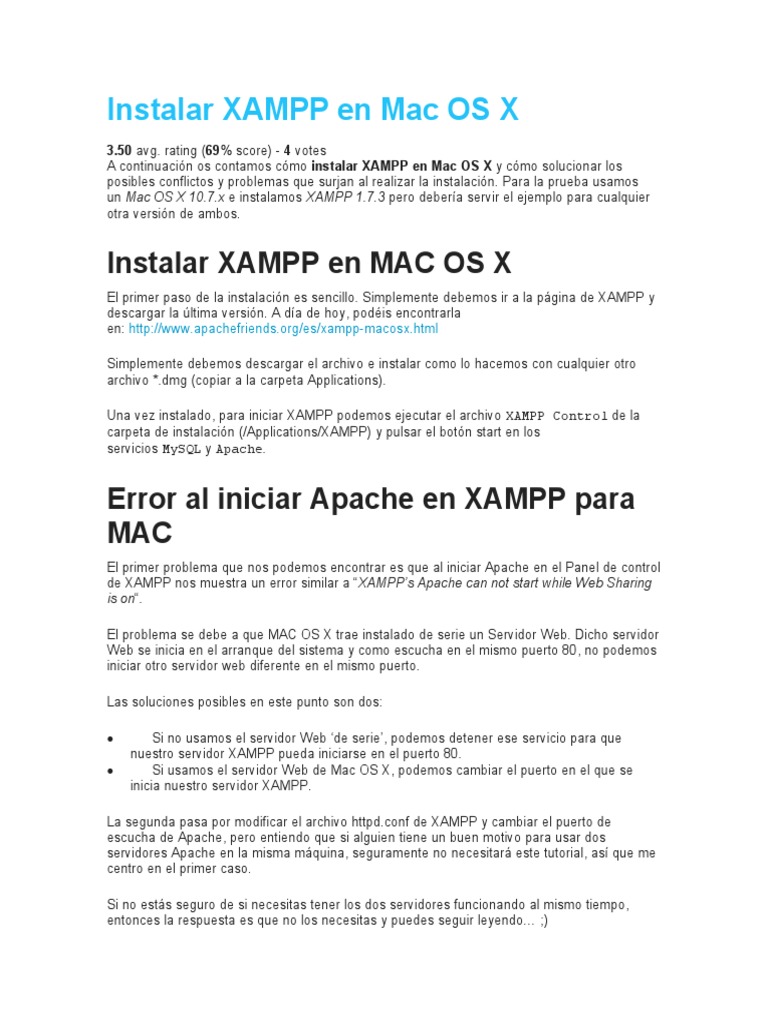 Instalar XAMPP en Mac OS X | PDF | Mac OS | Servidor HTTP Apache