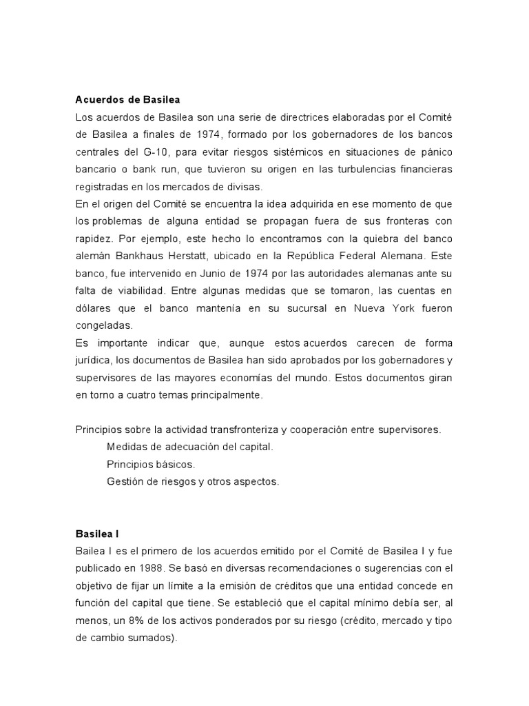Acuerdos Basilea | PDF | Basilea Ii | Basilea Iii