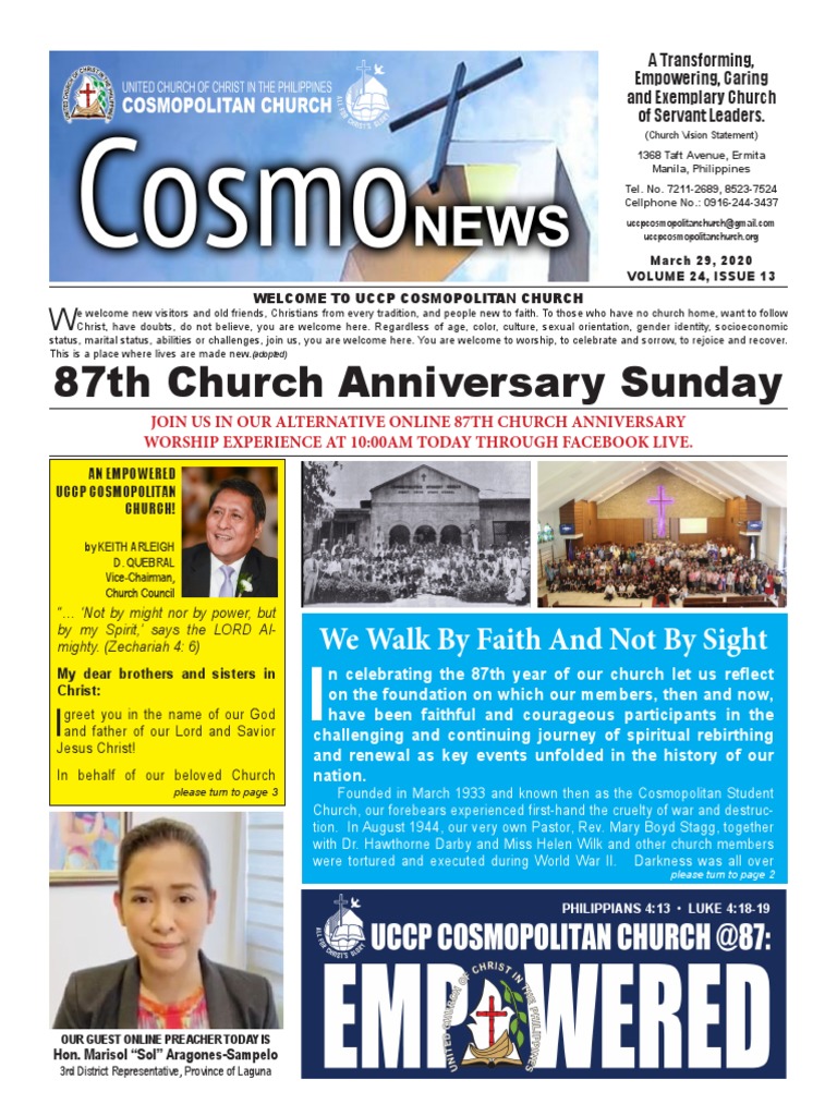 Cosmo News March 29, 2020 Edition | PDF | Grace In Christianity | Jesus