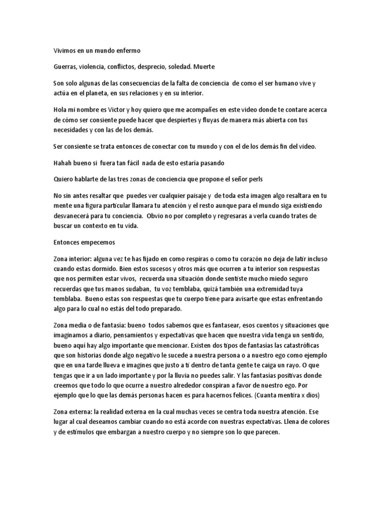 Vivimos en Un Mundo Enfermo | PDF | Vida | Conceptos psicologicos