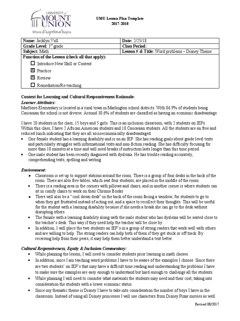 Thematic Lesson Plan | PDF | Inclusion (Education) | Individualized ...