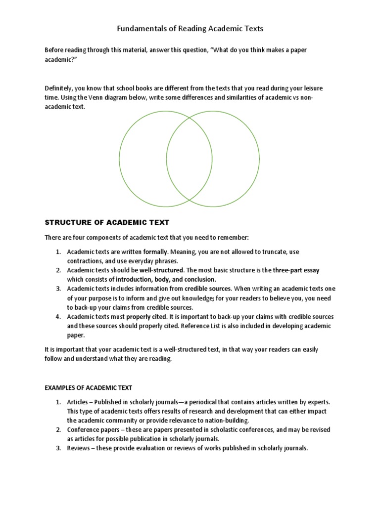 LECTURE 1 - Fundamentals of Reading Academic Texts PDF | PDF | Thesis ...
