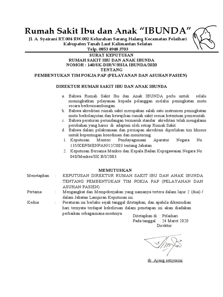 SK Tim Pokja Pap | PDF