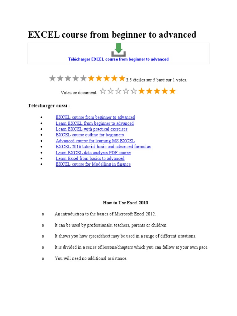 EXCEL Course From Beginner To Advanced | PDF | Microsoft Excel | Worksheet