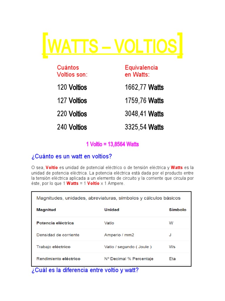 Watts - Voltios | PDF | Voltio | Vatio