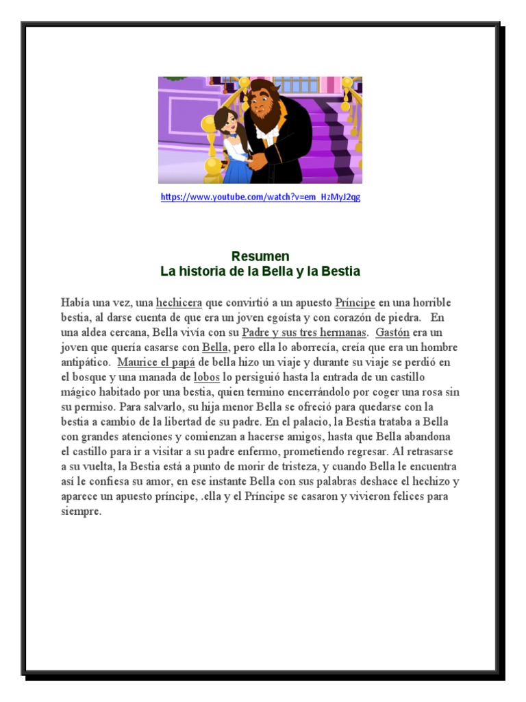 Resumen Del Cuento La Bella y La Bestia | PDF