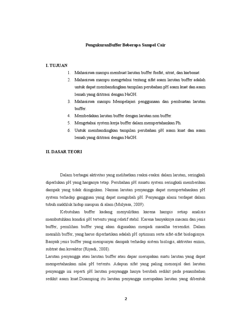Pembuatan dan Pengukuran Larutan Buffer | PDF