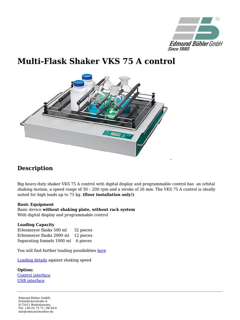 Multi Flask Shaker VKS 75 A Control | PDF
