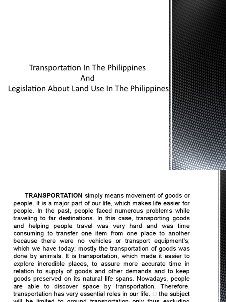 Transportation in The Philippines and Legislation About Land | PDF ...