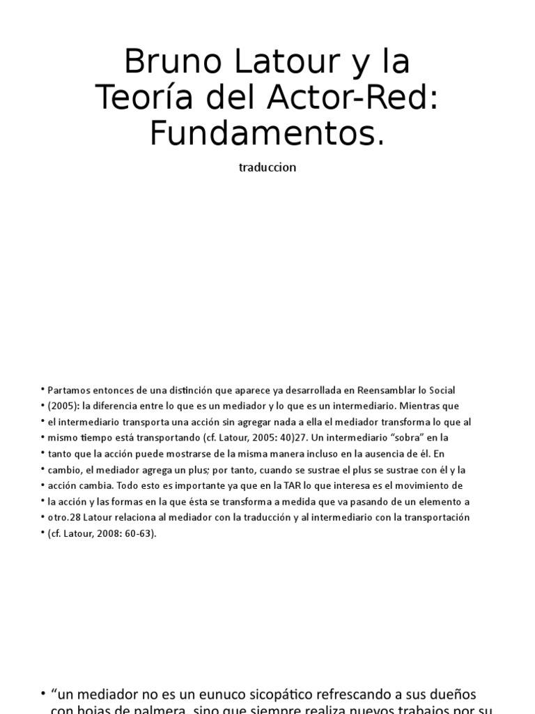 Bruno Latour y La Teoría Del Actor-Red | PDF