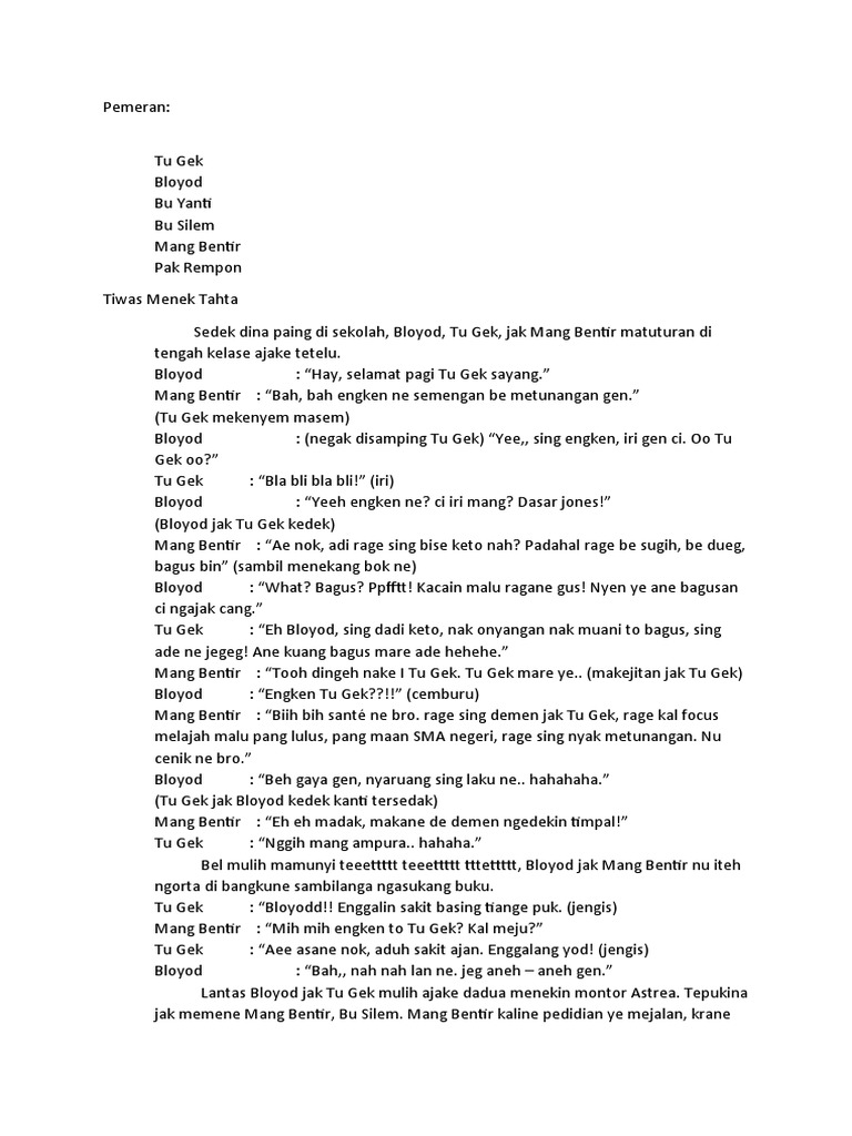 Drama Bahasa Bali | PDF