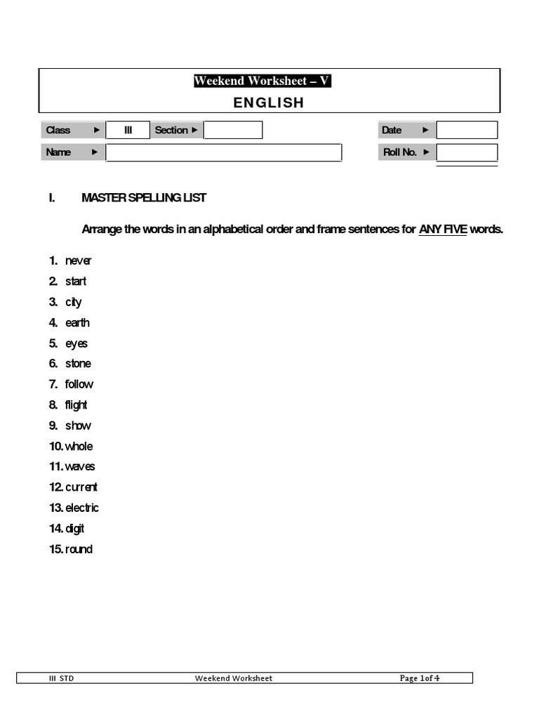 CBSE Class 3 English Practice Worksheets (128) - Revision PDF | PDF