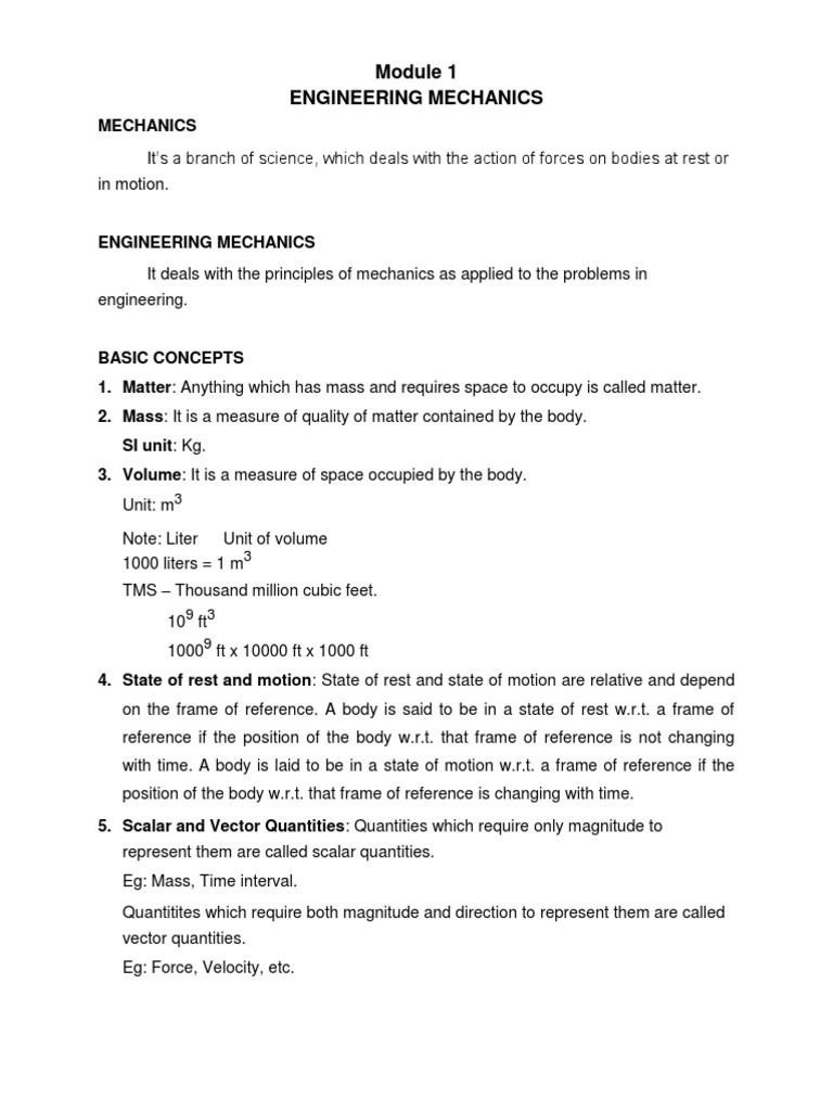Module 1 Engineering-Mechanics PDF | PDF | Acceleration | Velocity