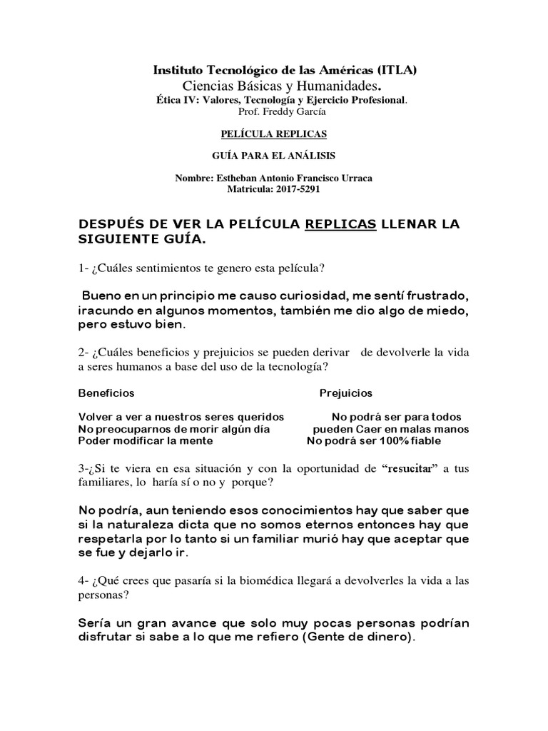 Guia Pelicula Replicas | PDF