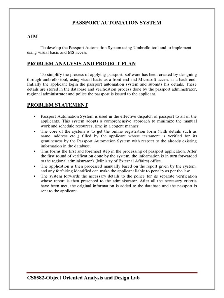 Passport Automation System Overview | PDF | Use Case | Databases