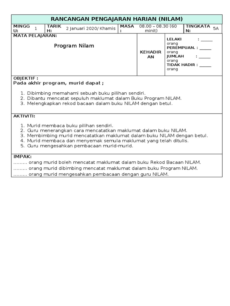 RPH Nilam 2020 | PDF