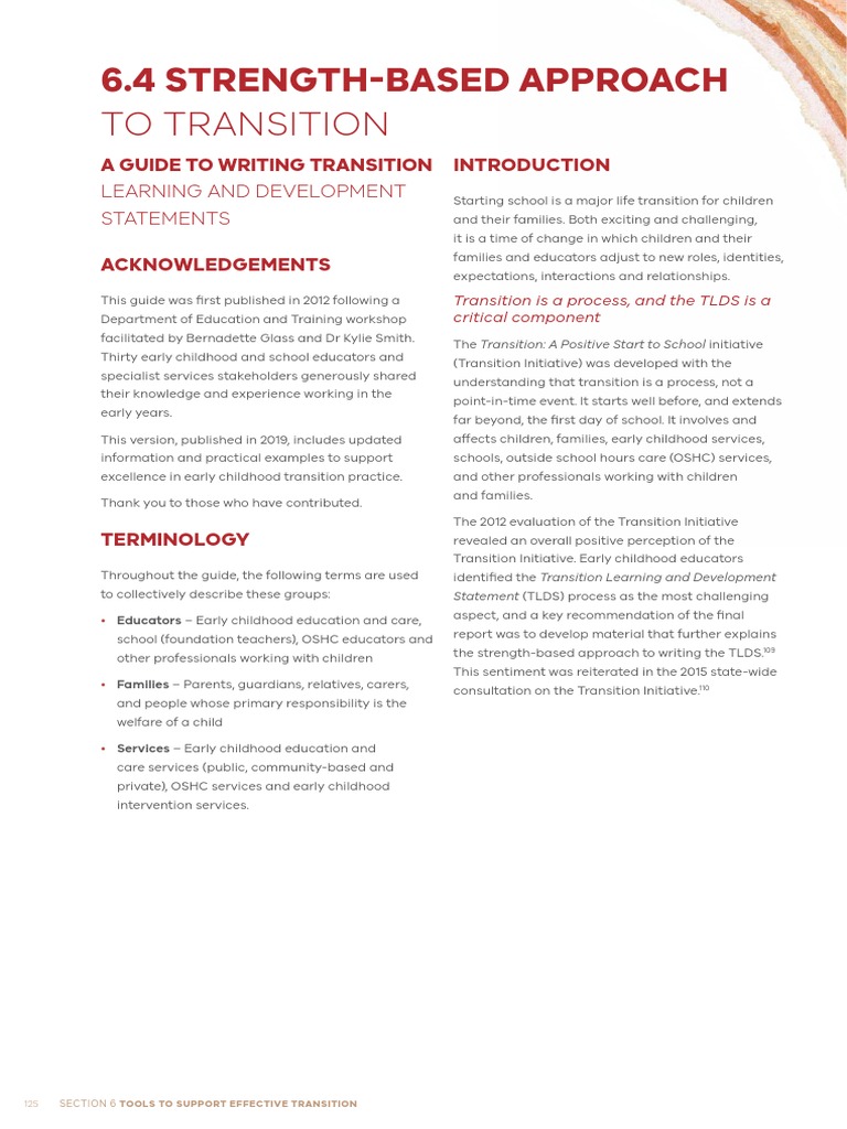 Strength Based Approach To Transition To-School Resource Kit | PDF ...