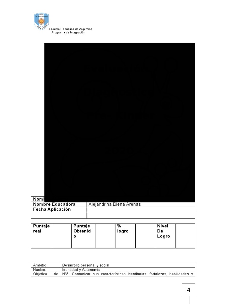 Evaluacion Diagnostica Pre Kinder 2020 Pdf Educación De La Primera 8996