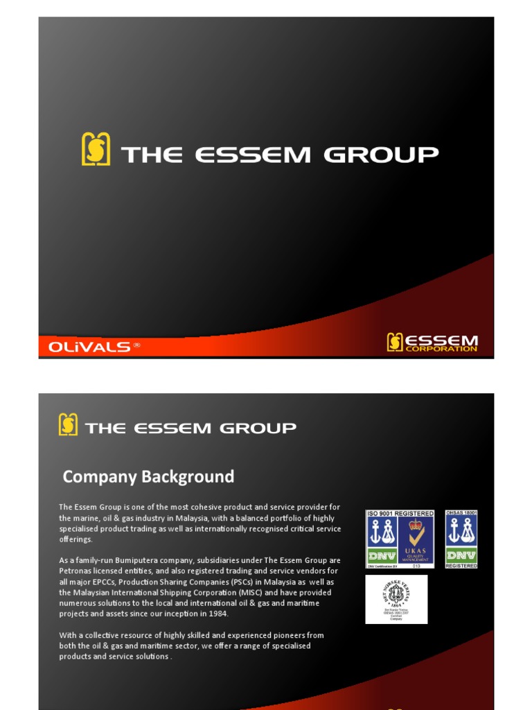 Essem Group Profile | PDF | Instrumentation | Valve