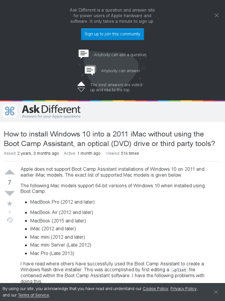 Bootcamp - How To Install Windows 10 Into A 2011 Imac Without Using The Boot Camp Assistant, An ...