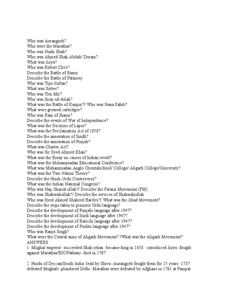 2059/1 Section 1: 4 Mark Questions With Answers | PDF | Pakistan ...