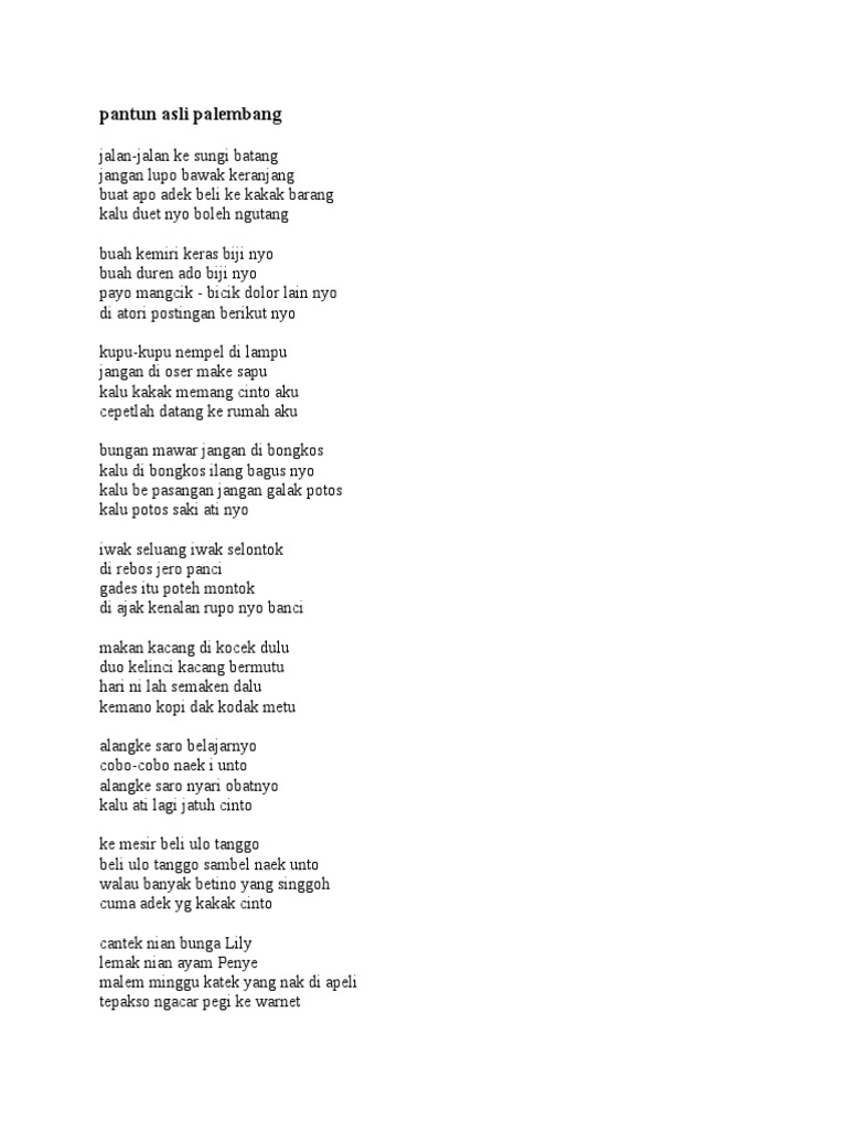 Pantun Asli Palembang | PDF