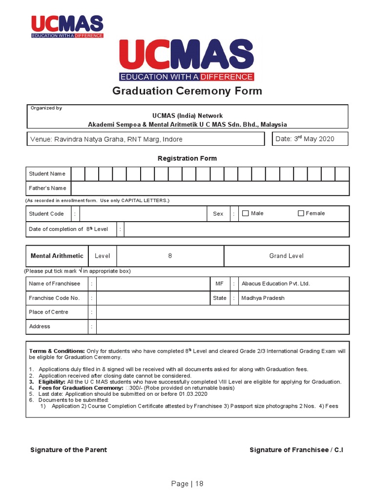 Graduation Ceremony Application Form PDF | PDF