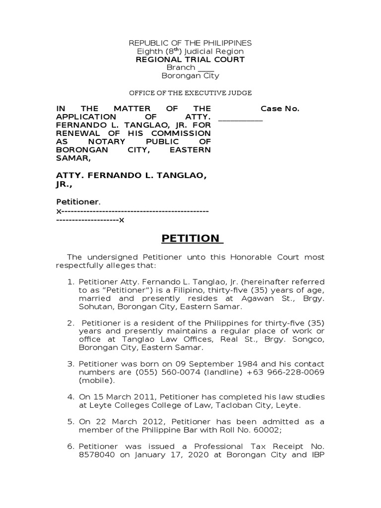 Petition For Notarial Commission | PDF | Notary Public | Government