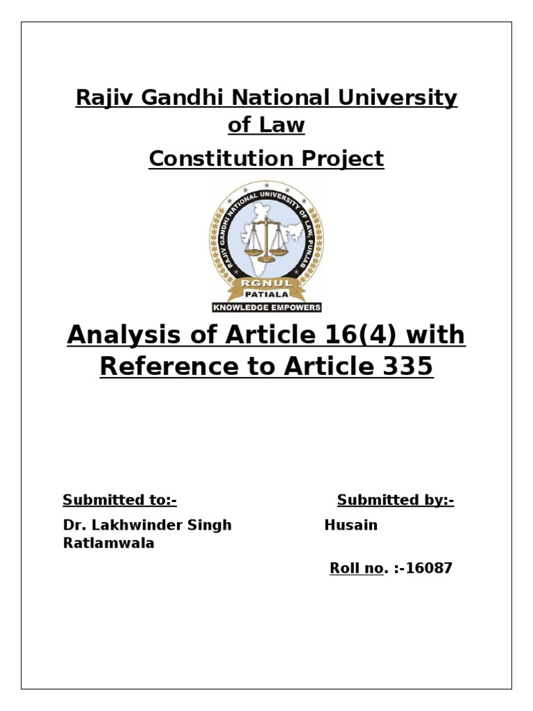 Article 16 (4) and 335 | PDF | Justice | Crime & Violence