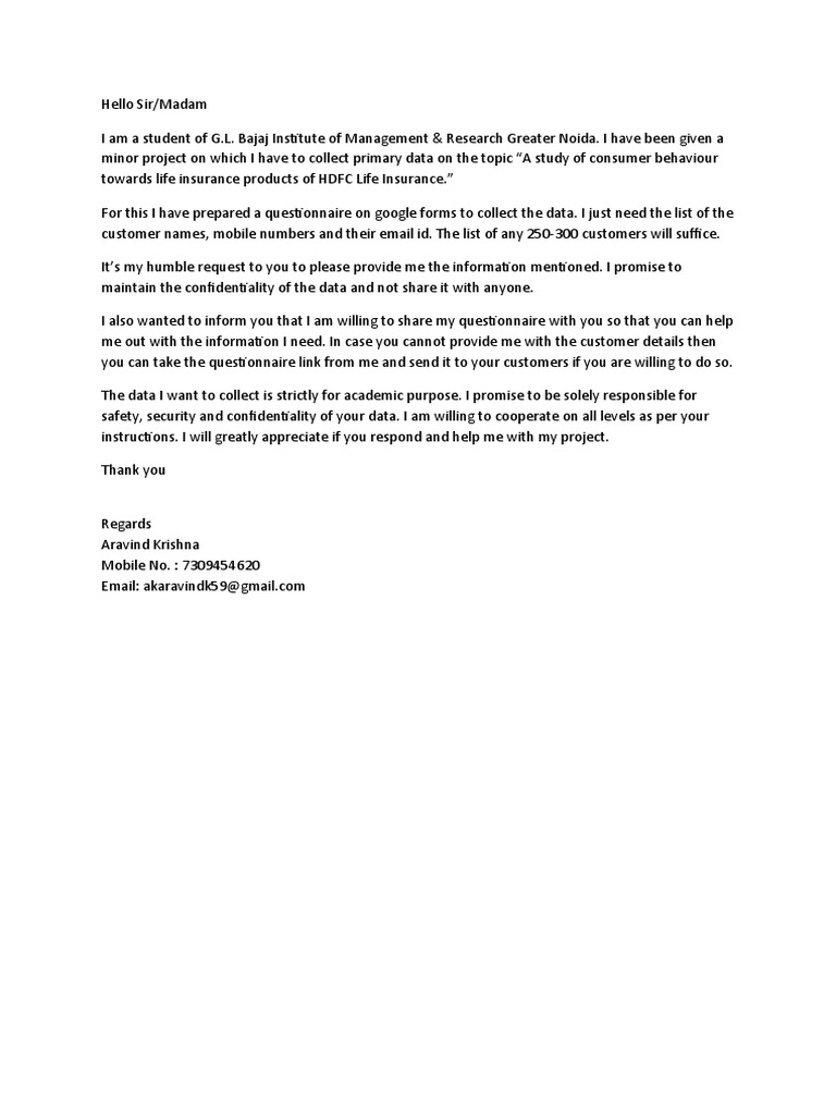 HDFC Request Letter | PDF