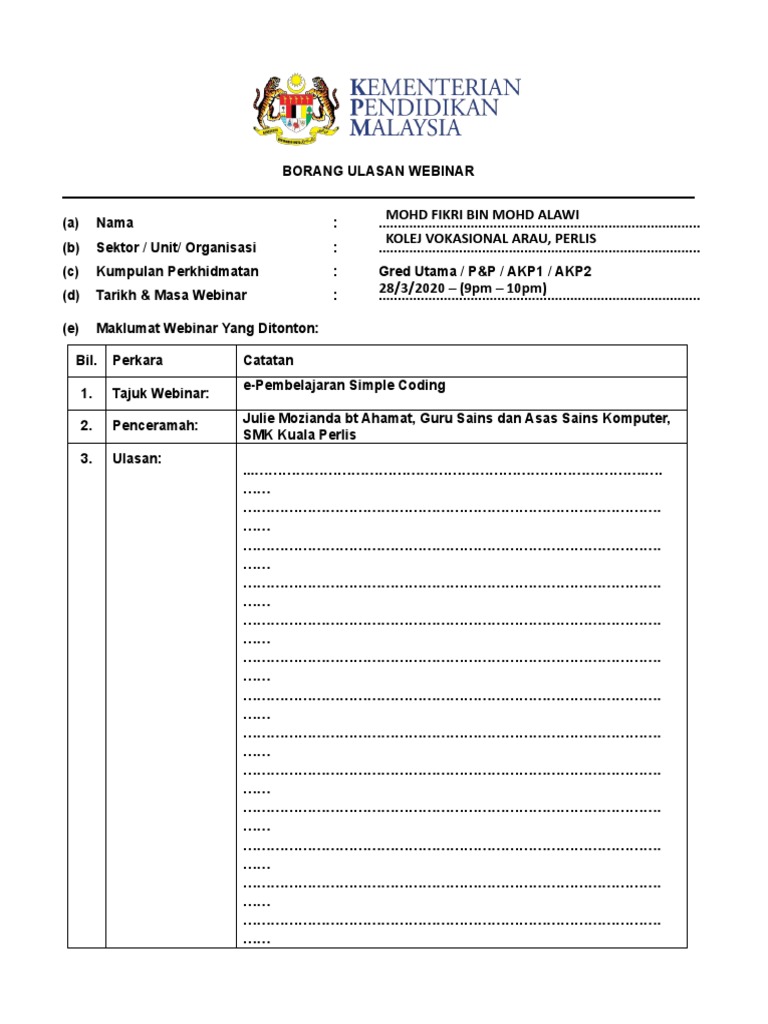 Format - Ulasan Webinar | PDF