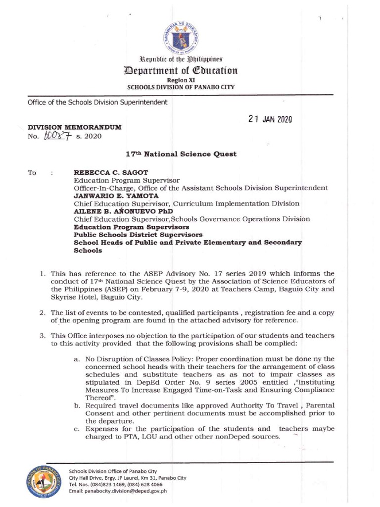 DM #0087 S, 2020 - 17th National Science Quest | PDF