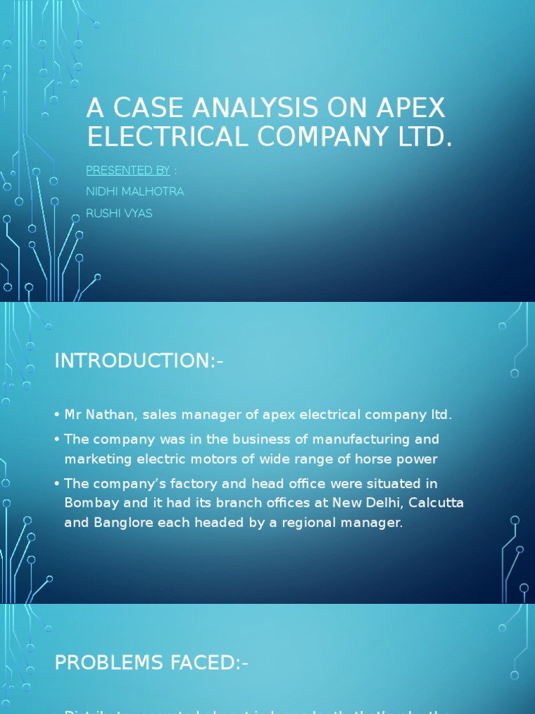 Apex Electrical Company Case Study | PDF