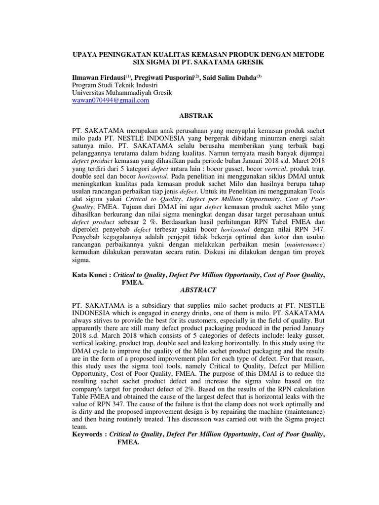 Ilmawan Firdausi UPAYA PENINGKATAN KUALITAS KEMASAN PRODUK DENGAN ...