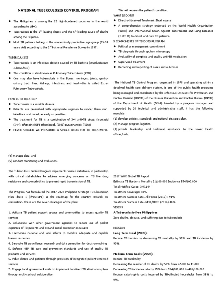 National Tuberculosis Control Program | PDF | Tuberculosis | Public Health