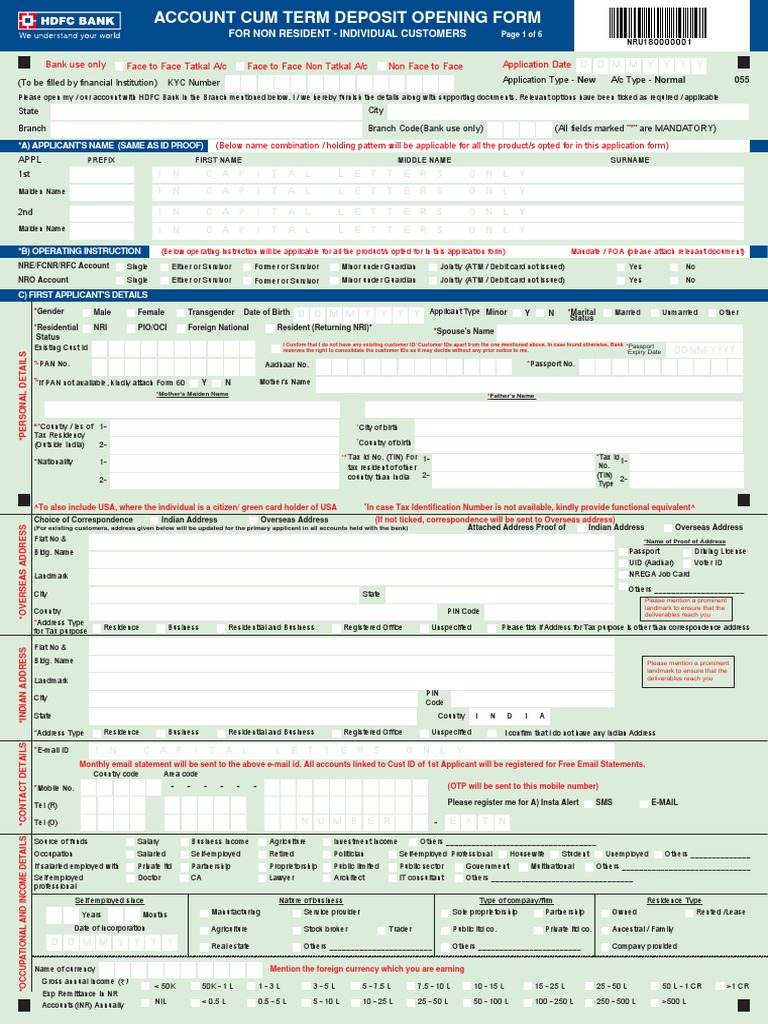 Addon NRE NRO Savings Acc Form | PDF | Cheque | Payments