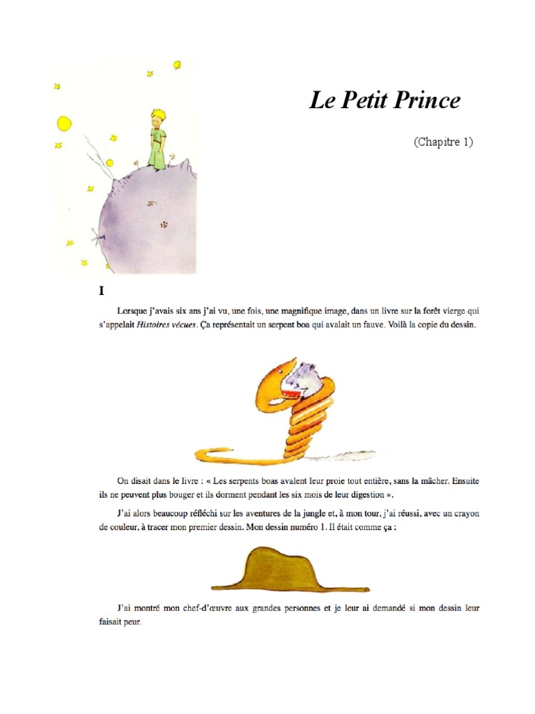 Le Petit Prince Chapitre 1 PDF | PDF