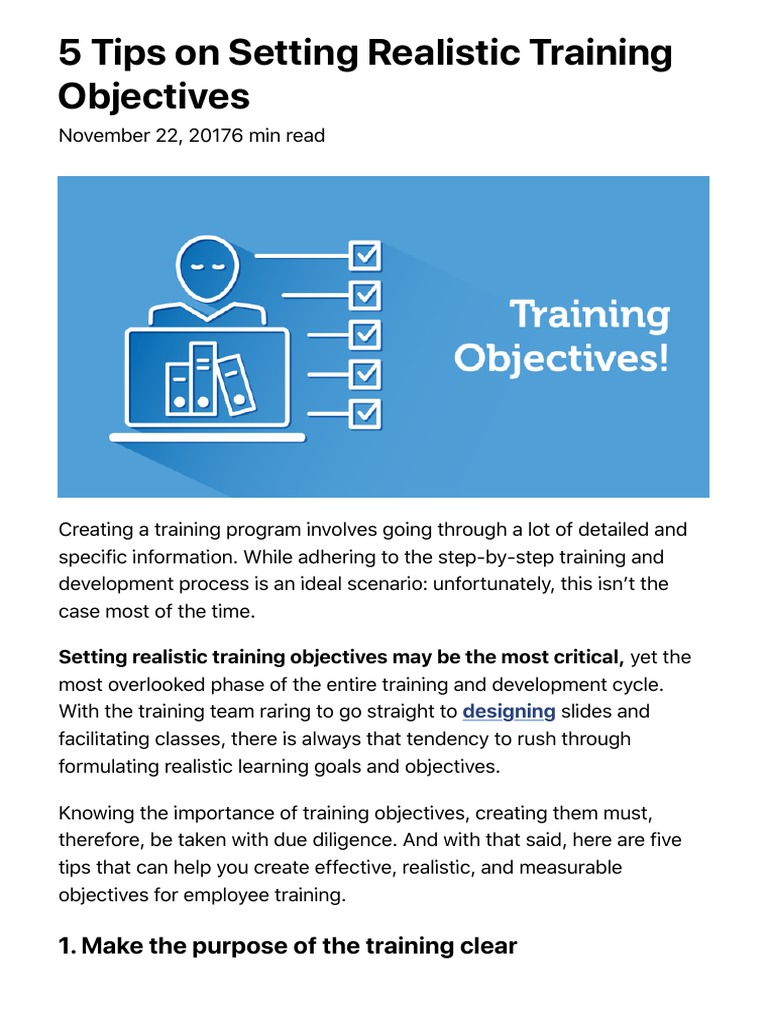 5 Tips On Setting Realistic Training Objectives | PDF | Goal ...