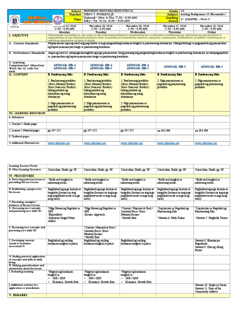 DLL Ap 9 Ekonomiks 3rd Quarter Week 3 | PDF