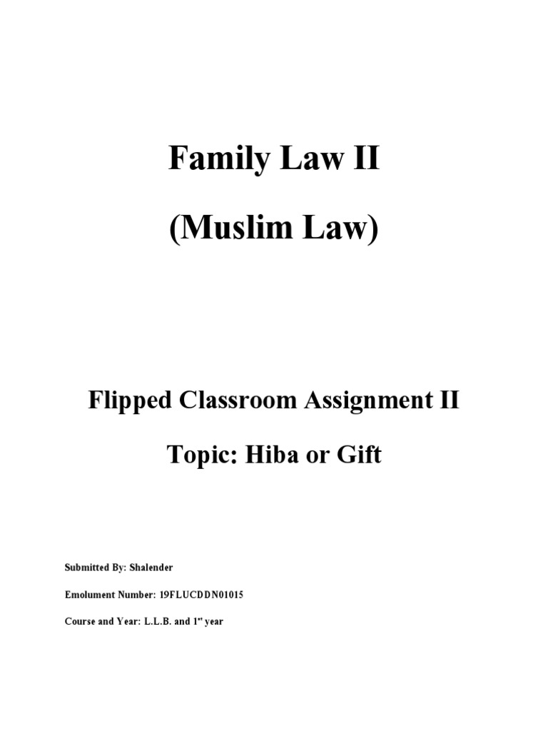 Hiba Muslim Law | PDF | Ownership | Property