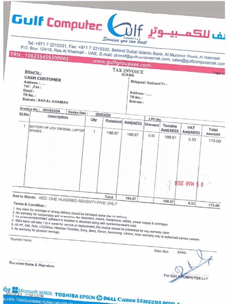 Laptop Battery Bill | PDF