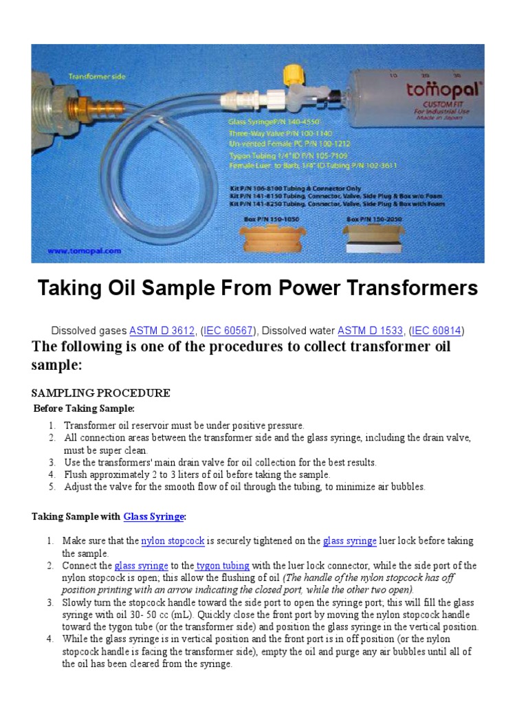 Transformer Oil Sampling Procedure Guide | PDF | Syringe | Equipment