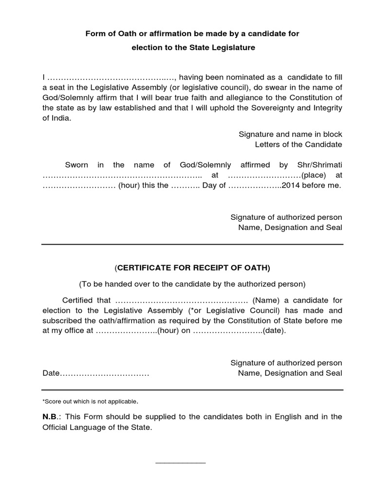 Form of Oath or Affirmation PDF | PDF