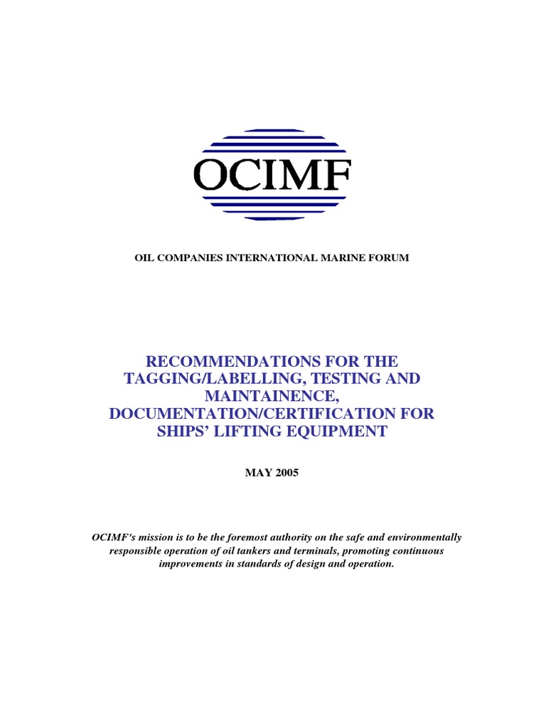 Ocimf Lifting Equipment Guidelines PDF | PDF | Transport | Business