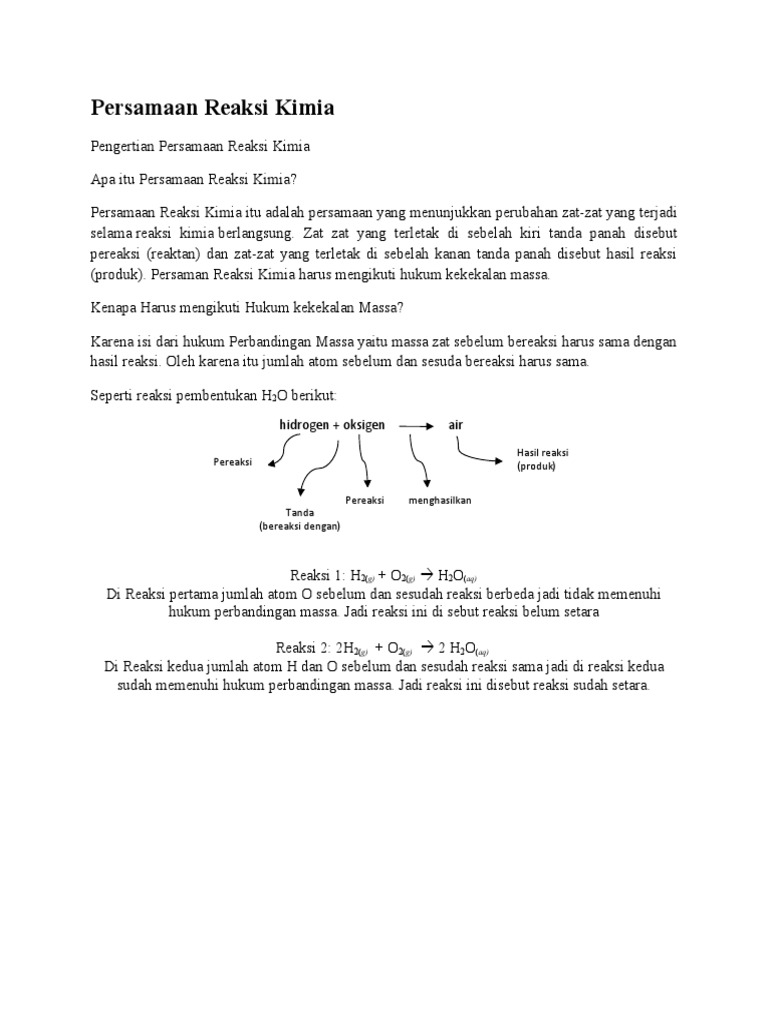 Materi Persamaan Reaksi Kimia | PDF