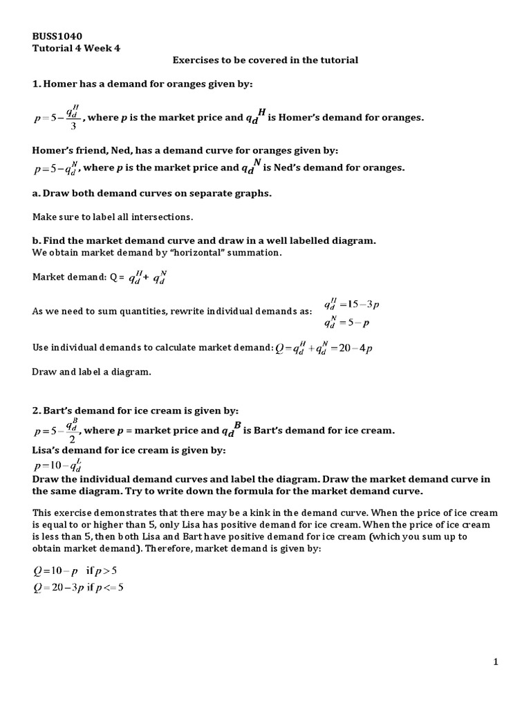 Tutorial 4 With Answers | PDF | Demand | Supply And Demand