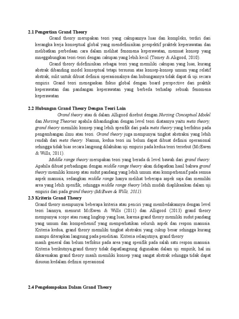 Pengertian dan Kriteria Grand Theory Keperawatan | PDF
