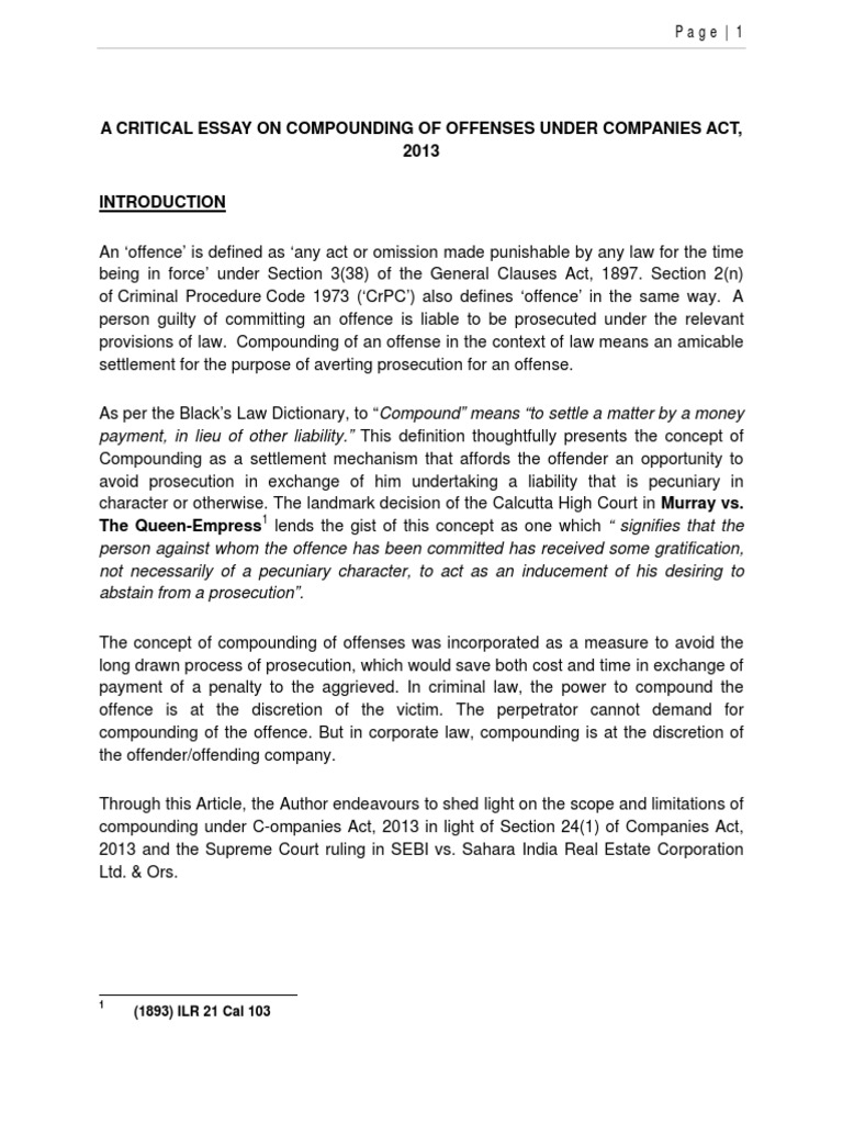 Compounding Offences Under Companies Act | PDF | Crime & Violence ...
